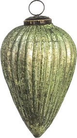 Zelená vánoční skleněná ozdoba špičatá baňka Chanel XL - Ø 9*14 cm