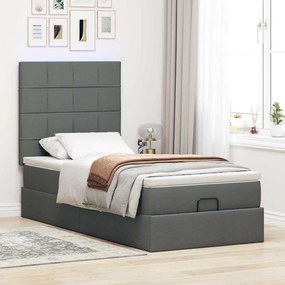 Osmanský rám postele s matrací tmavě šedá 100x200cm textil 3313983