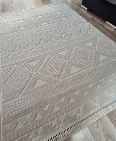 HU Moderní béžový koberec TWIST BEIGE 23929A Rozměr: 60x100 cm