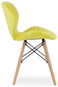 Set tří jídelních židlí LAGO žlutá (hnědé nohy) (3ks)