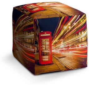 Sablio Taburet Cube Noční Londýn: 40x40x40 cm