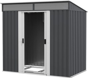 Zahradní kůlna Outsunny 2m² 195x122x181,5 cm Kovová kůlna bez podlahy se posuvnými dveřmi, 2 okny a UV ochranou na uložiště nářadí na terase či patio