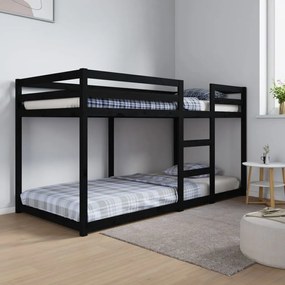 vidaXL Patrová postel 90x200 cm masivní borové dřevo [821647] Barva: Černá