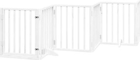 Zábrana pro psy s dvířky skládací 15 panelů bílá 750 cm topol 3155537