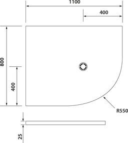 Polysan FLEXIA 110 x 80 x 2,5 cm 91261 sprchová vanička s možností úpravy rozměru levá