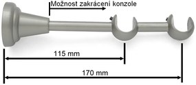 GARNÝŽE-HEBR Garnýž Paola matná stříbrná dvojitá 170 cm