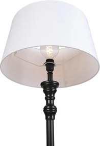 Stojací lampa černá s lněným stínítkem bílým 45cm - Classico