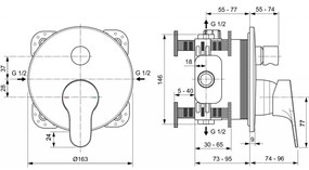 Ideal Standard Cerabase - Vanová baterie podomítková, chrom A7395AA