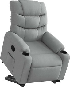 Zvedací polohovací křeslo světle šedé textil 3206645