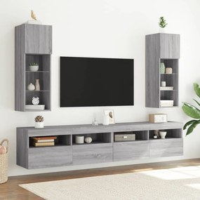 TV skříňky s LED osvětlením 2 ks šedé sonoma 30,5 x 30 x 90 cm - Default Title
