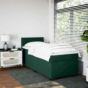 Box spring postel s matrací tmavě zelená 80 x 200 cm samet 3288471