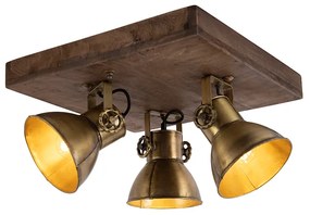Stropní lampa bronzová se dřevem 3-světlo - Mangoes
