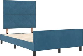 Postel s boxspringem s čelo Tmavě modrá 120 x 200 cm samet 3345003