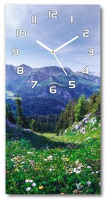 Wallmuralia Moderní hodiny nástěnné Alpy 30x60 cm