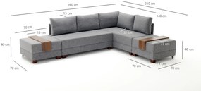 Hanah Home Rohová pohovka FLY vínová pravá 280 cm 825BLC1007