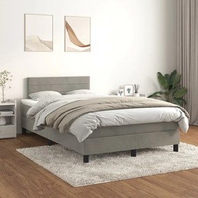 vidaXL Box spring postel s matrací 120 x 200 cm samet [3141355] Barva: světle šedá