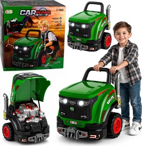 LEAN Toys Traktor na natahování – Malý kutil, světla, zvuky, vodní pára