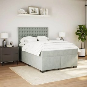 Box spring postel s matrací světle šedá 140x190 cm samet 3290918