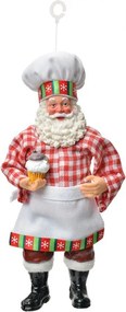 Závěsná vánoční dekorace Santa Claus pekař držící cupcake - 10*6*17 cm