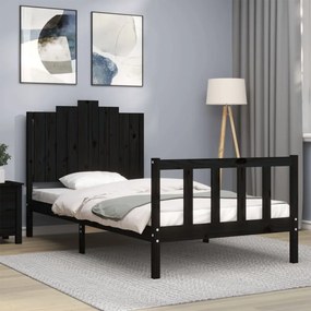 vidaXL Rám postele s čelem 100 x 200 cm masivní dřevo [3192288] Barva: Černá