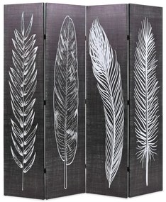 Skládací paraván 160 x 170 cm pírka černobílá 245890