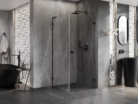 Mexen Lunar-B L pravý výklopný sprchový kout 80 x 80 cm, čiré sklo, černá matná, 832L-080-080-70-00-P