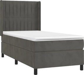 vidaXL Box spring postel s matrací a LED 80x200 cm samet [3139650] Barva: Tmavě moddrá