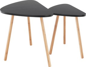Konferenční stolky, set 2 ks, černá / přírodní, GOREJ