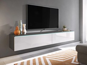 TV stolek Lancome 180, matera/bílý lesk s LED osvětlením