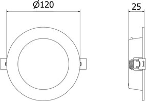 Mexen LDRR, LED stropní svítidlo na zapuštění, průměr 12 cm 12 cm, 6W, studená - 6500K, 450 lm, černá - L210-012-0665-70