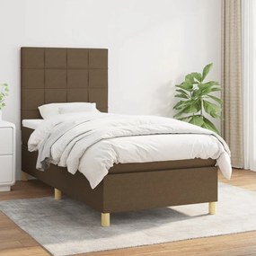 vidaXL Box spring postel s matrací 90x190 cm textil [3142302] Barva: tmavě hnědá