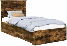 Rám postele s čelo Kouřový dub 90 x 190 cm Kompozitní dřevo 3411363
