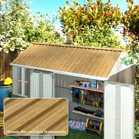 Outsunny 12 kusů trapézového plechu 129x45cm 7m² pozinkovaný střešní plech 0,25 mm odolný proti počasí přírodní dřevo
