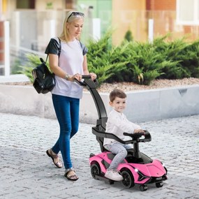 Costway 3 v 1 Lamborghini Push Car se světlomety a hudbou a – růžový