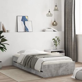 vidaXL Rám postele se zásuvkami betonově šedý 90 x 190 cm kompozit