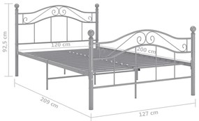Rám postele šedý kov 120 x 200 cm,  324996 HangarStore.cz