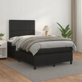 Box Spring Postel S Matrací Umělá Kůže Černá Hladké s hřebíky 120 x