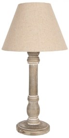Hnědá stolní lampa s béžovým režným stínidlem Wiesje – 23x45 cm