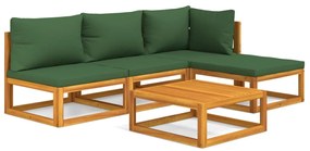 vidaXL 5dílná zahradní sedací souprava zelené podušky masivní dřevo