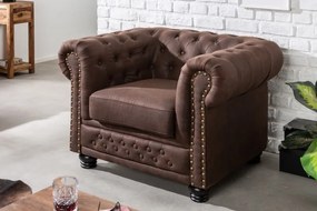 Designové křeslo Chesterfield II antik hnědé
