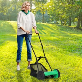 Costway Vřetenová sekačka Ruční sekačka na trávu s 30 cm šířkou záběru 18,5