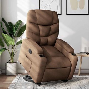 Zvedací polohovací křeslo hnědé textil 3204600