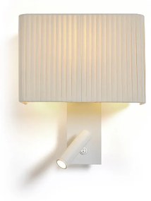 Hranaté textilní nástěnné svítidlo s lampičkou na čtení Corba U Reader Barva svítidla: Bílá, Dekor: Stuha bavlna