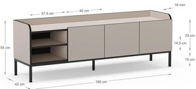 Krémový TV stolek 160x55x42 cm Adara – Marckeric