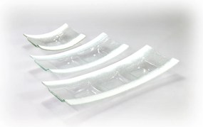 BDK-GLASS Skleněný svícen BOAT s bílým okrajem Rozměr: 12x32cm