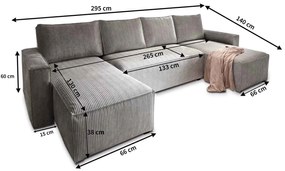 Tmavě šedá sedací souprava do U SMART COSARO 295x140 cm