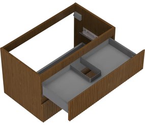 Mexen Rivel, koupelnová skříňka 80 cm, 2 zásuvky, drážkovaná, ořech, 91A20-08047-2-BFF86