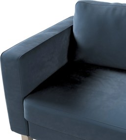 Potah na pohovku IKEA  Karlstad 3-místná, nerozkládací, krátký barva modrá látka lesklé, sametová