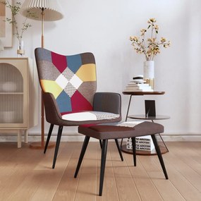 328186 vidaXL Relaxační křeslo se stoličkou patchwork textil
