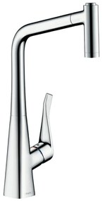 Hansgrohe Metris M71 - Páková kuchyňská baterie 320, Eco, vytahovatelná sprška, 2jet, sBox, chrom 73824000